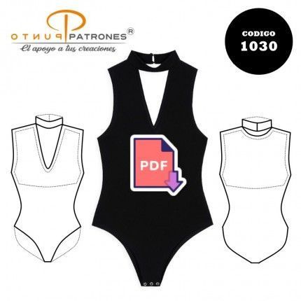 Molde Body dama con cuello 1030 |PuntoPatrones ® Tallas XS Formato CARTA